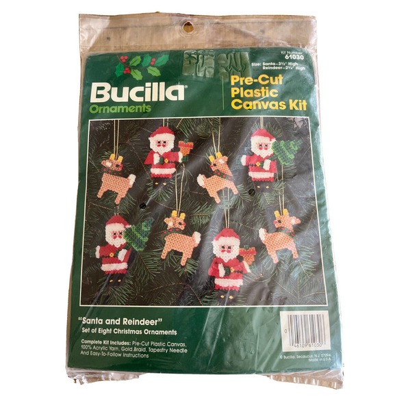 Bucilla | Office | Bucilla Santa Reindeer 630 Plastic Canvas Set 8 ...